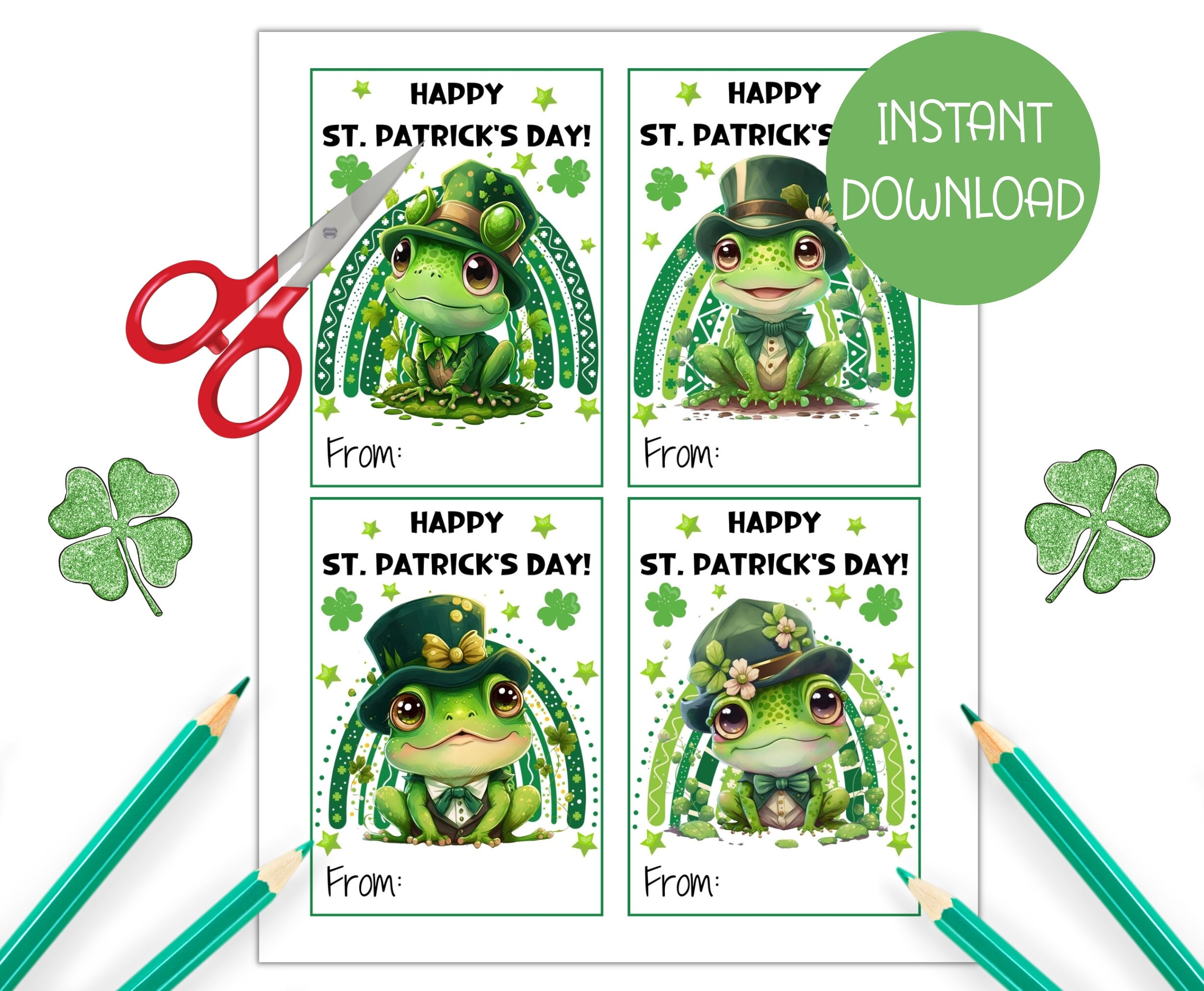 Cute Frog St. Patrick's Day Cards, Printable St. Patrick's Day Cards ...