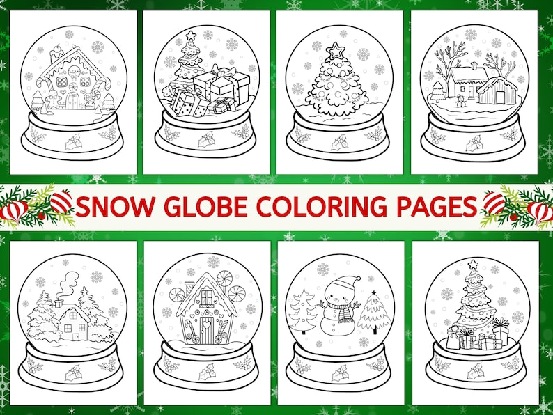 Snow Globe Coloring Pages, Christmas Coloring Pages, Christmas Activity ...