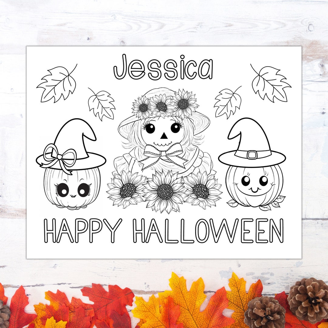 Personalized Halloween Coloring Page, Custom Name Halloween Coloring ...