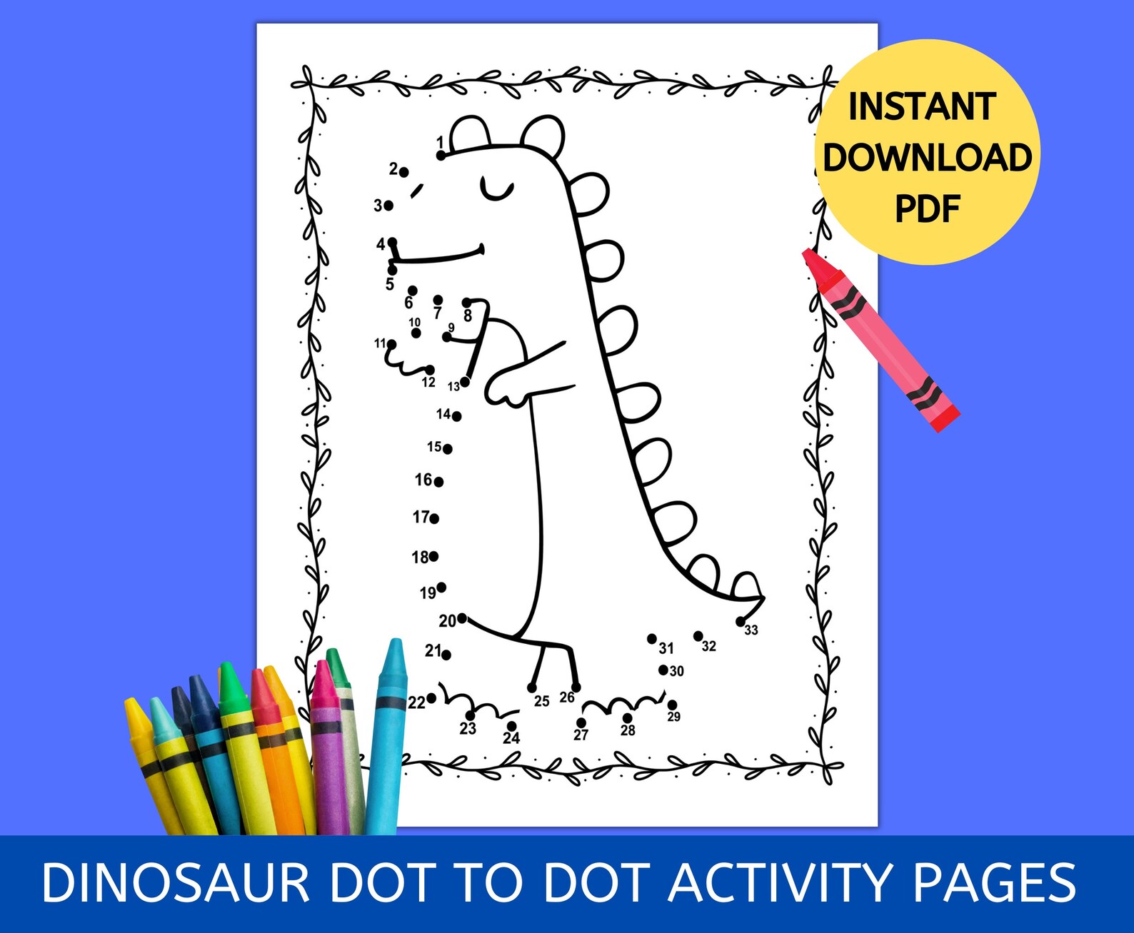 Dinosaur Dot to Dot Activity Pages Kids Dinosaur Coloring - Etsy