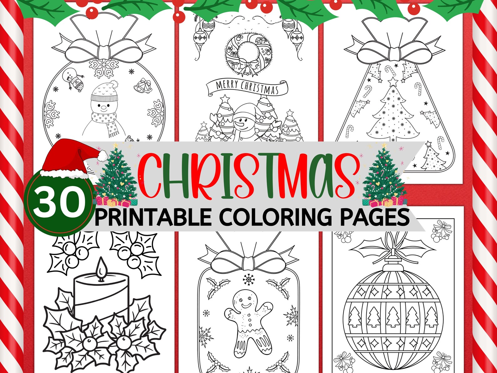 30 Christmas Coloring Pages, Christmas Printable, Kids Christmas ...