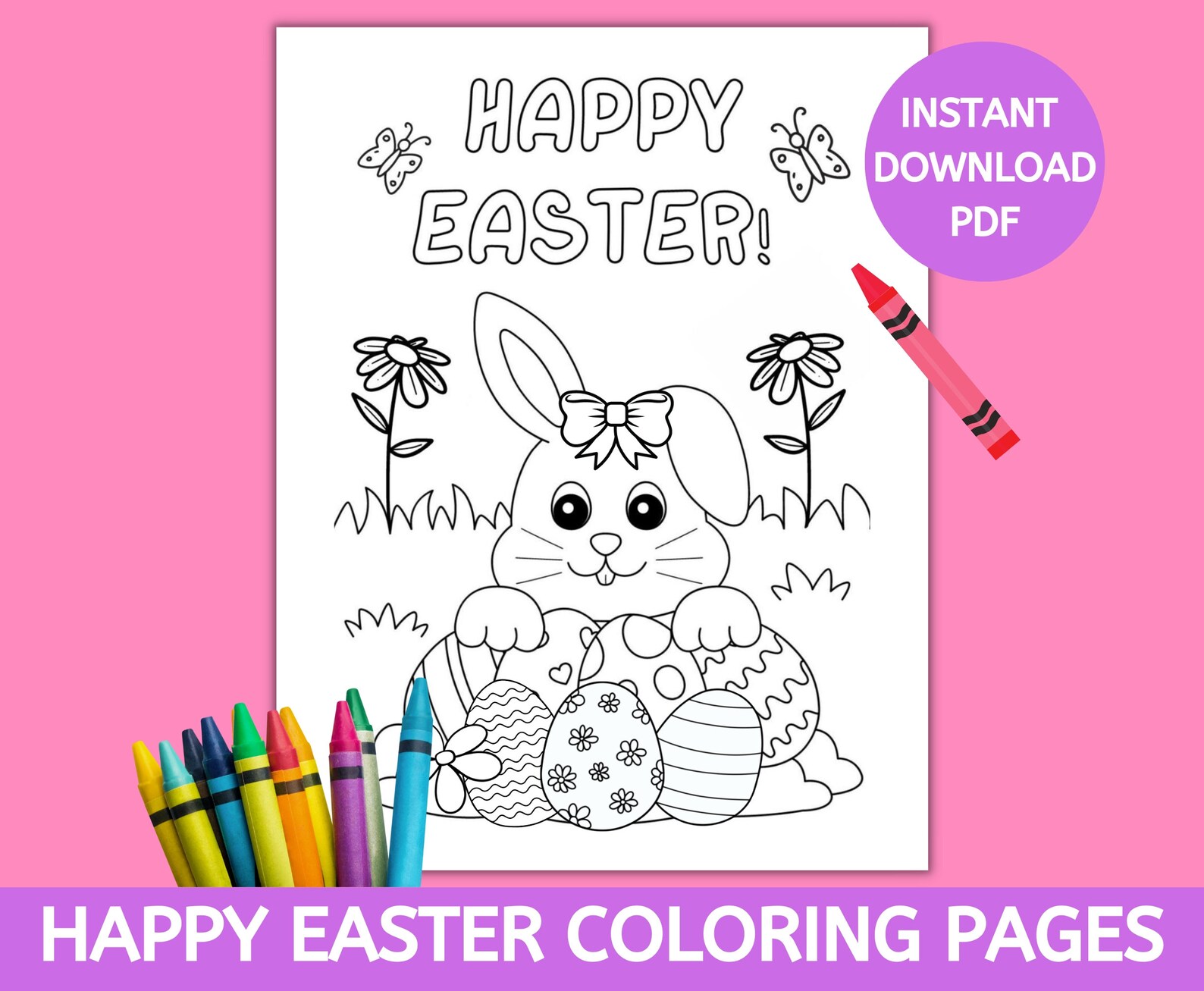 Easter Coloring Pages, Printable Easter Bunny Coloring Sheets for Kids ...