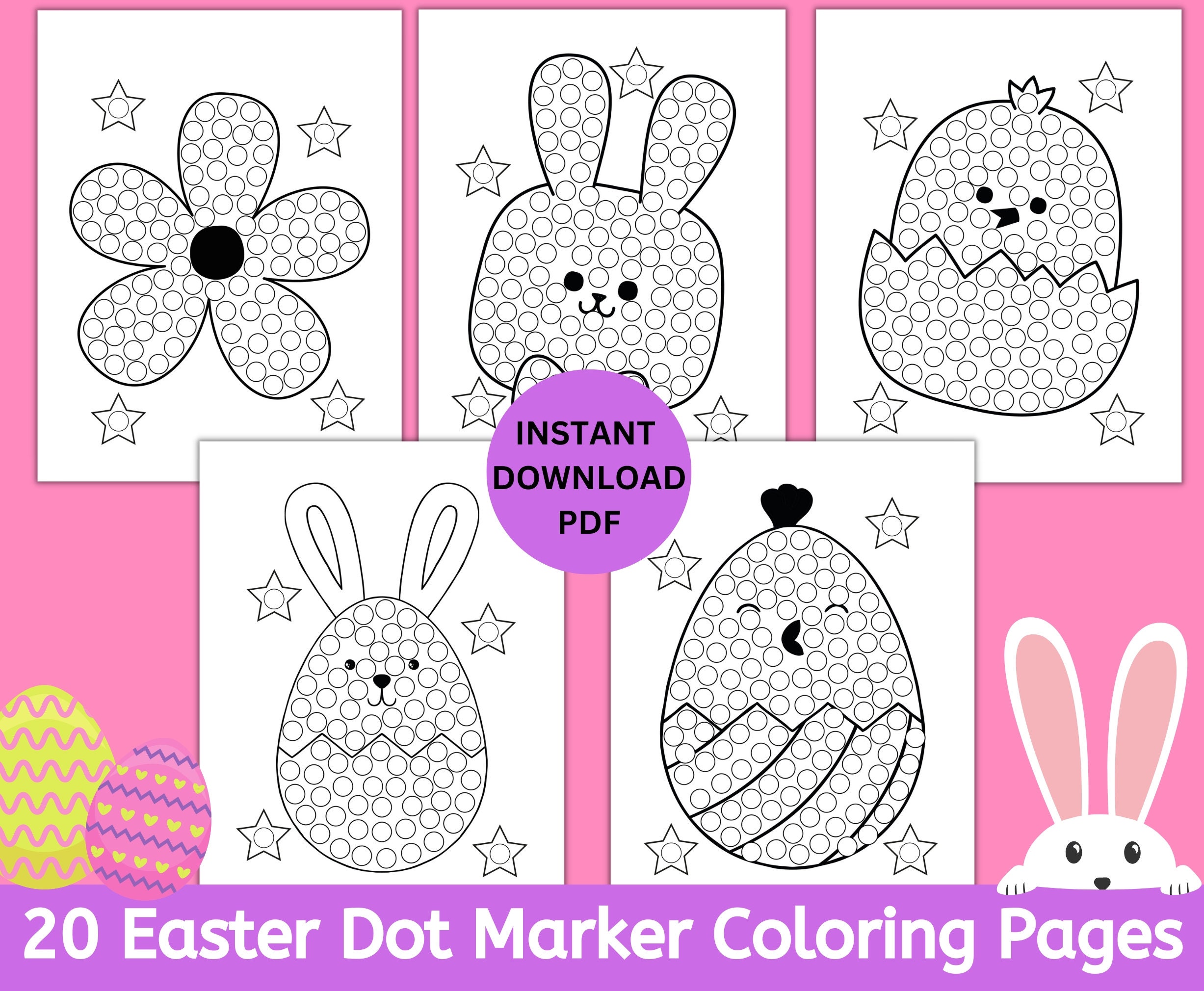 20 Easter Dot Marker Activity Pages Printable Easter Do a Dot - Etsy