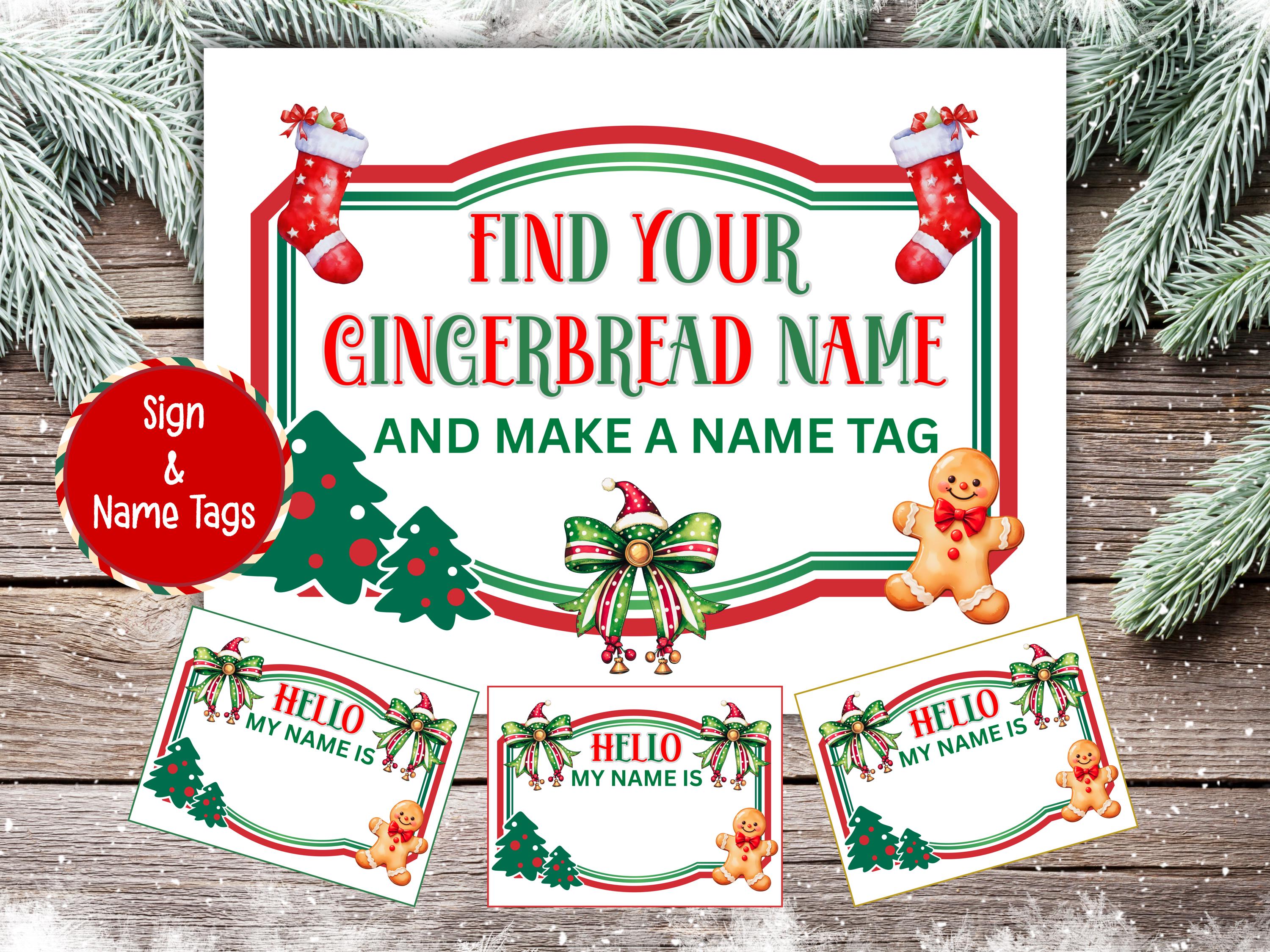 What’s Your Gingerbread Name Game, Find Your Gingerbread Name Party ...