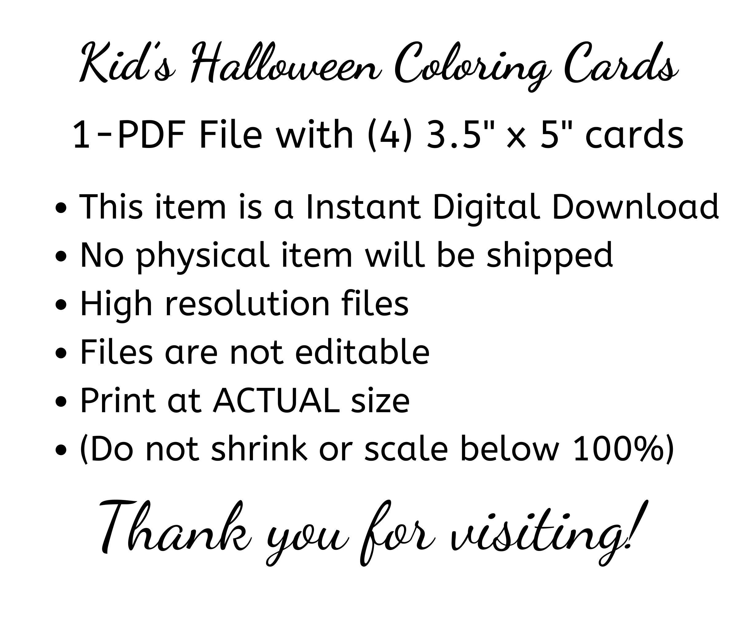 Kids Halloween Coloring Cards Printable Happy Halloween - Etsy