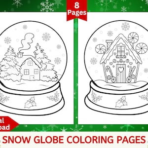 Snow Globe Coloring Pages, Christmas Coloring Pages, Christmas Activity ...