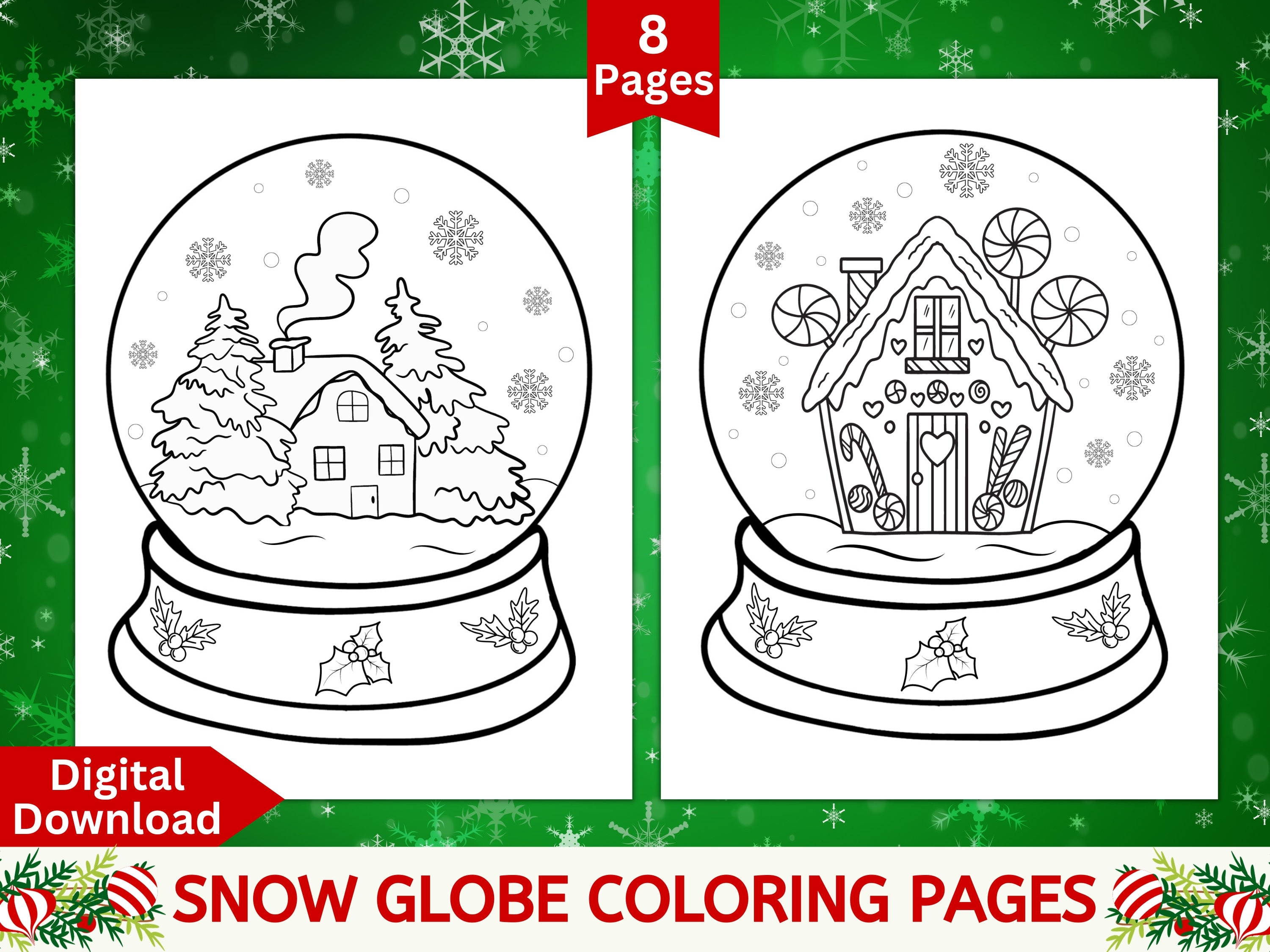 Snow Globe Coloring Pages, Christmas Coloring Pages, Christmas Activity ...