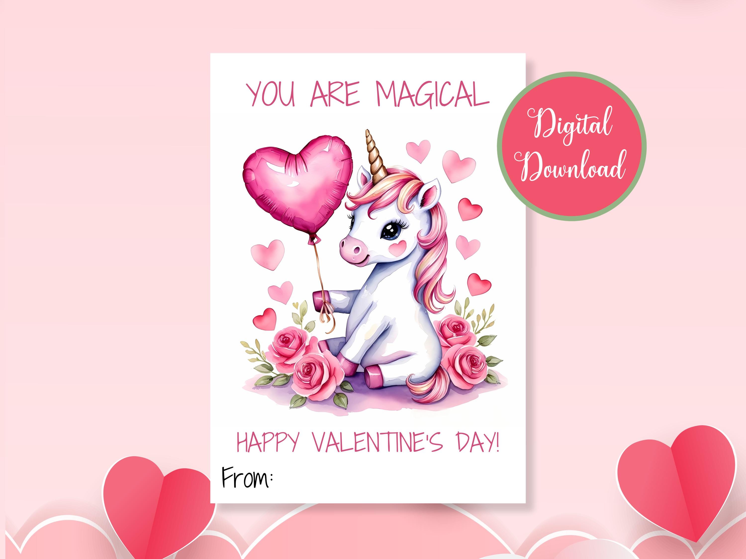 Unicorn Valentine Cards, Printable Valentines Day Cards, Kids Classroom ...