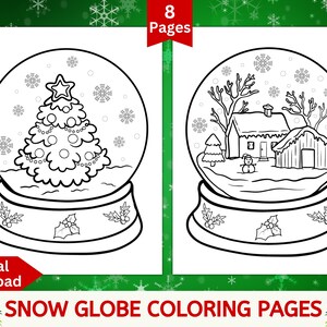 Snow Globe Coloring Pages, Christmas Coloring Pages, Christmas Activity ...