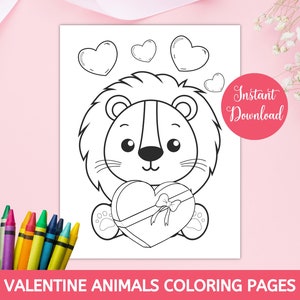 Valentine Animals Coloring Pages, Printable Valentine Coloring Pages ...