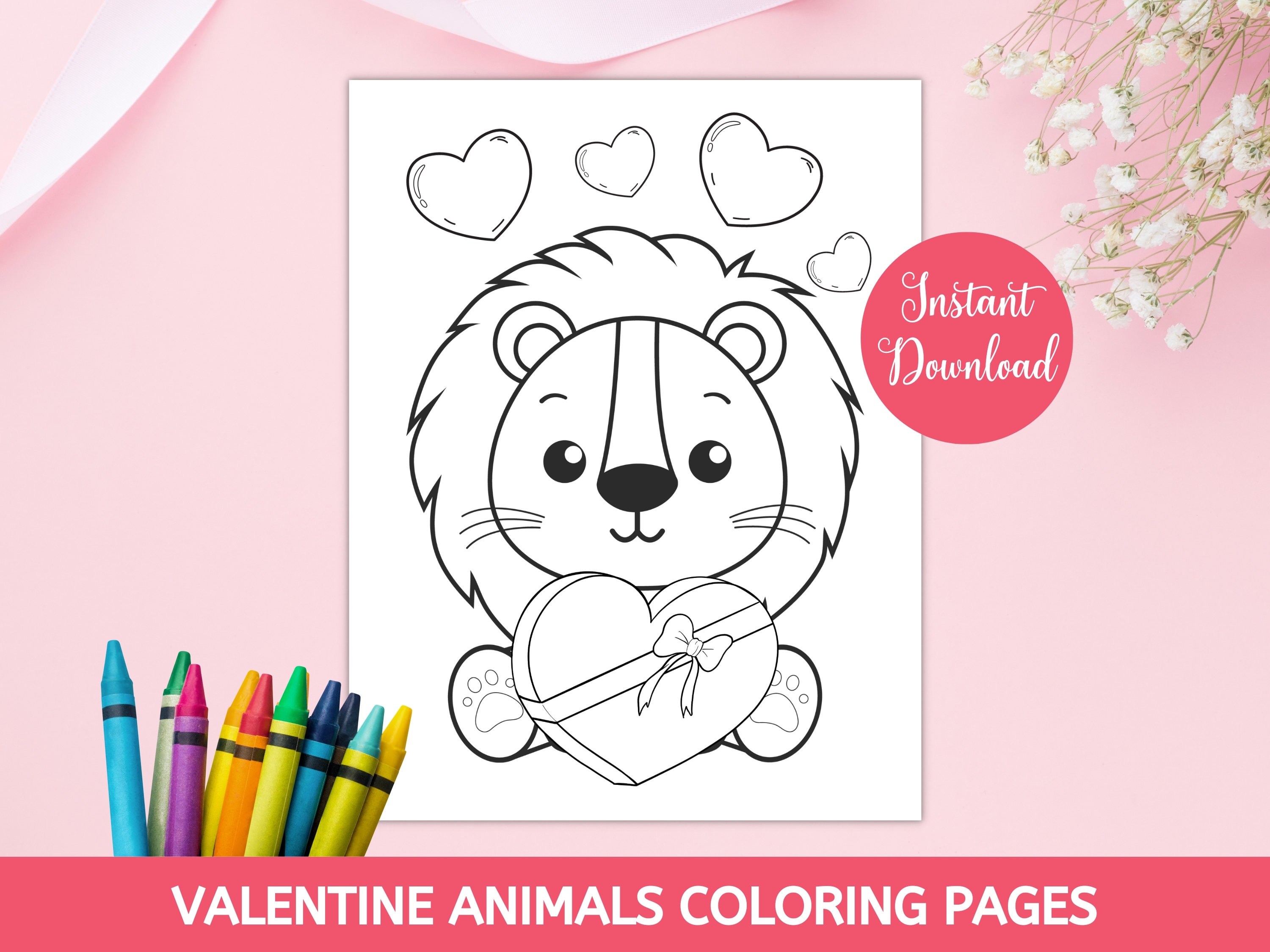 Valentine Animals Coloring Pages, Printable Valentine Coloring Pages ...