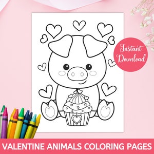 Valentine Animals Coloring Pages, Printable Valentine Coloring Pages ...