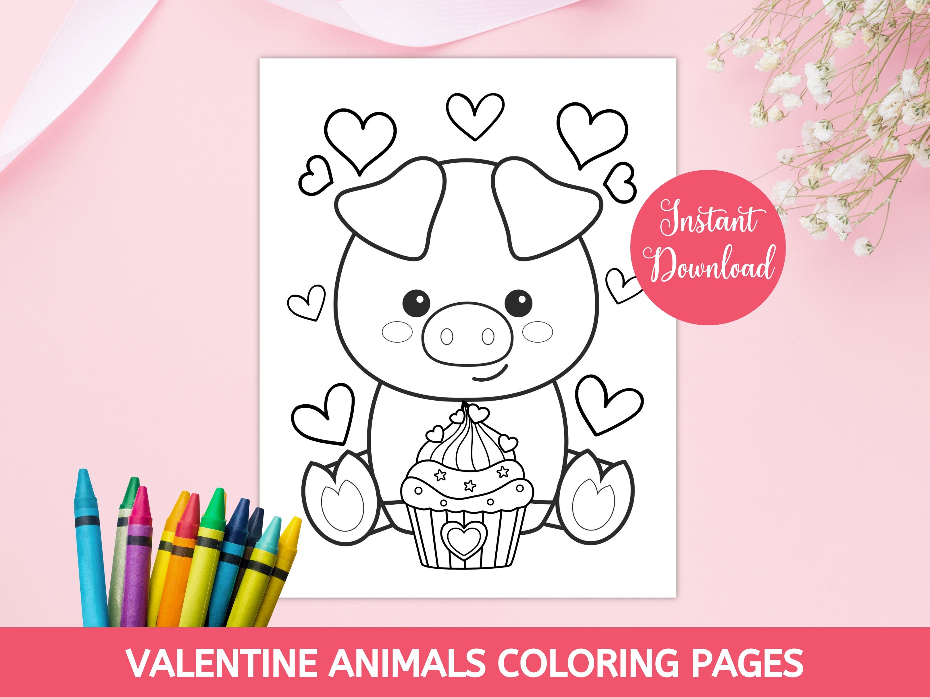 Valentine Animals Coloring Pages, Printable Valentine Coloring Pages ...
