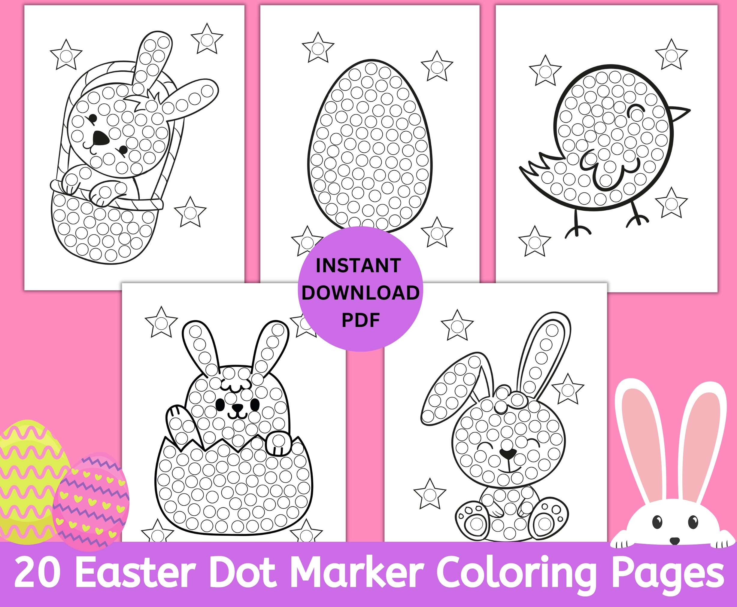 20 Easter Dot Marker Activity Pages, Printable Easter Do a Dot Marker ...
