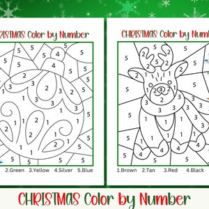 Christmas Color by Number, Kids Christmas Coloring Pages, Christmas ...