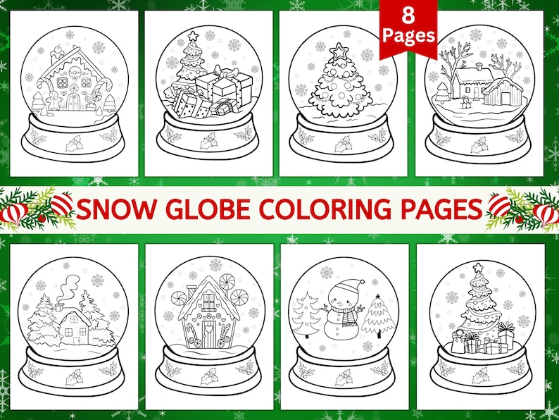 Snow Globe Coloring Pages, Christmas Coloring Pages, Christmas Activity ...