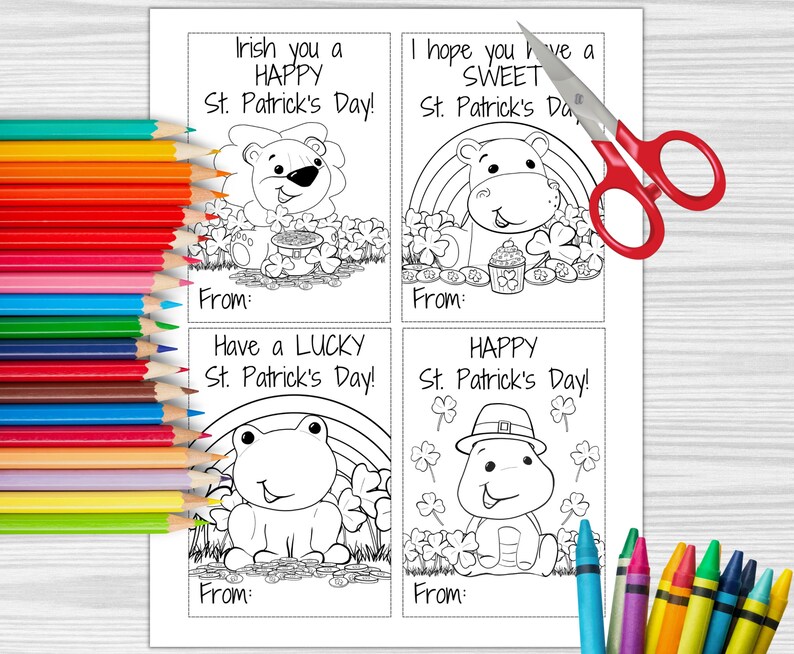 St. Patrick's Day Coloring Cards, Printable St. Patrick's Day Cards ...