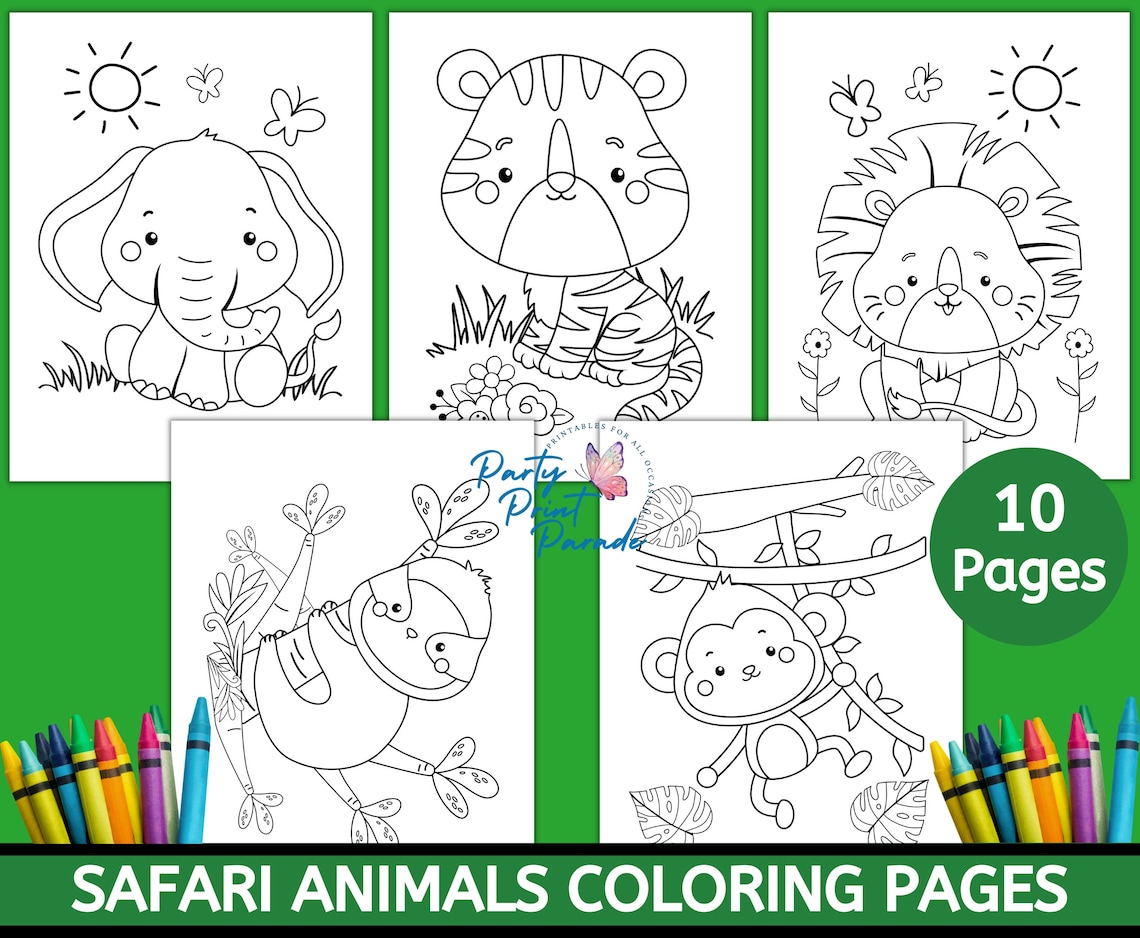 Safari Animals Coloring Pages, 10 Printable Safari Coloring Pages for ...