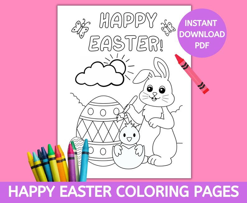 Happy Easter Coloring Pages for Kids, Printable Easter Coloring Pages ...