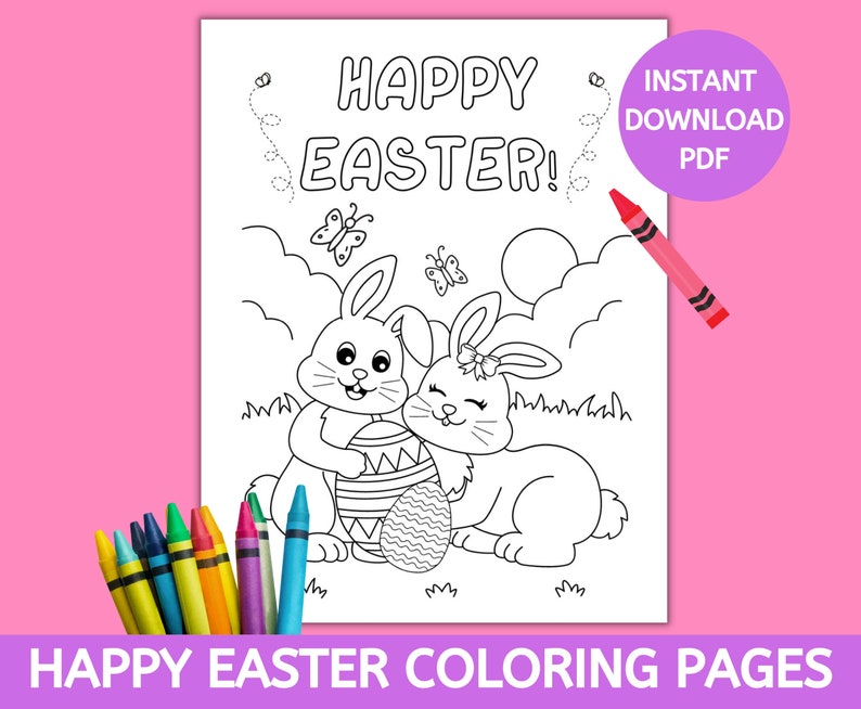 Happy Easter Coloring Pages for Kids, Printable Easter Coloring Pages ...