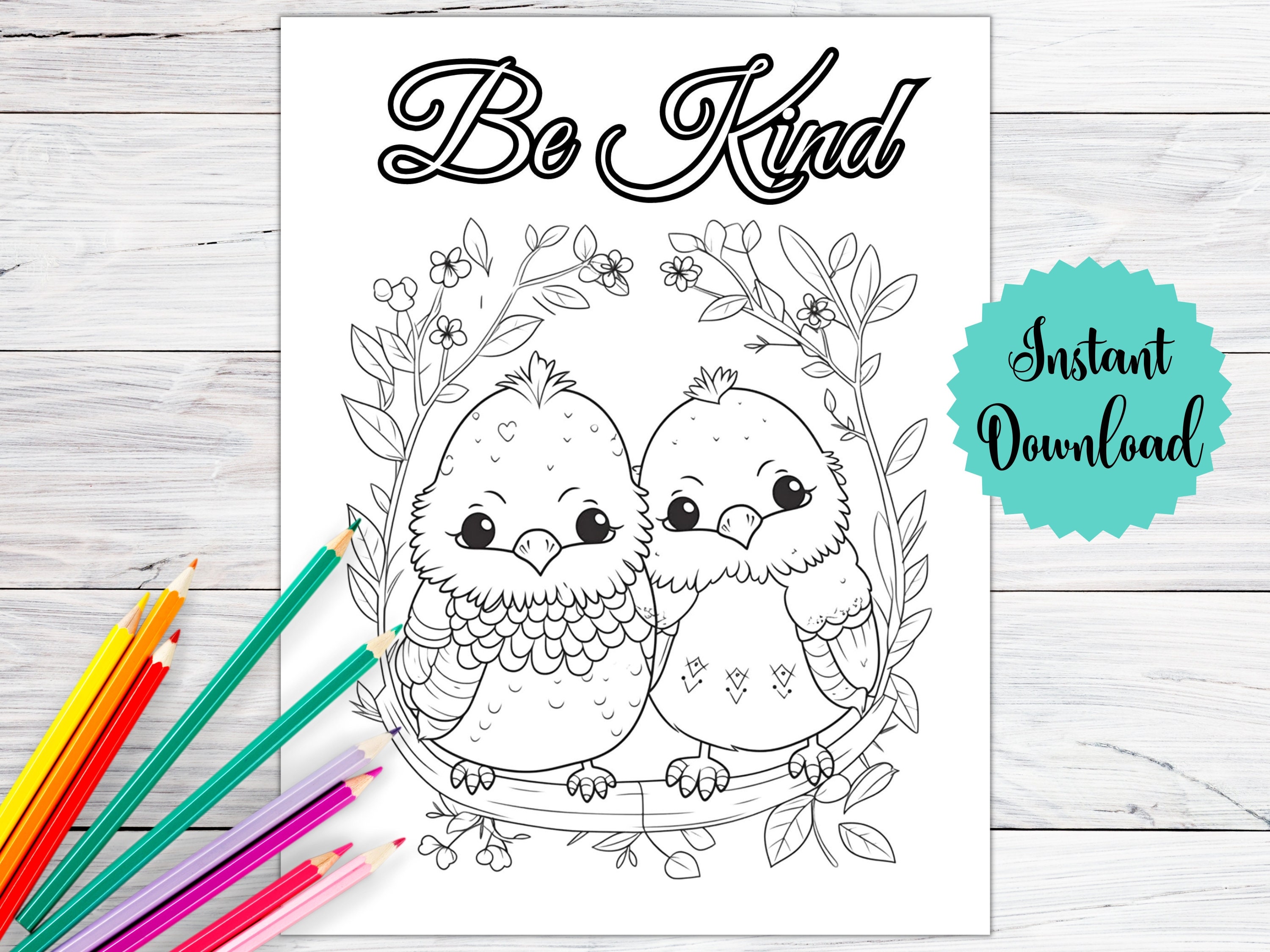 Be Kind Coloring Page Printable for Kids and Adults, Kindness Quotes ...