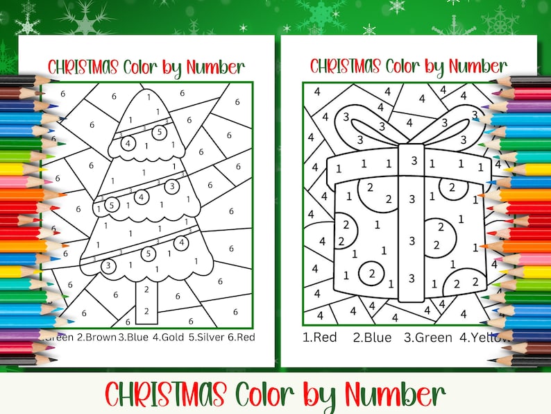 Christmas Color by Number, Kids Christmas Coloring Pages, Christmas ...