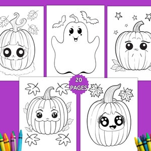 20 Kawaii Halloween Coloring Pages for Kids, Printable Halloween ...