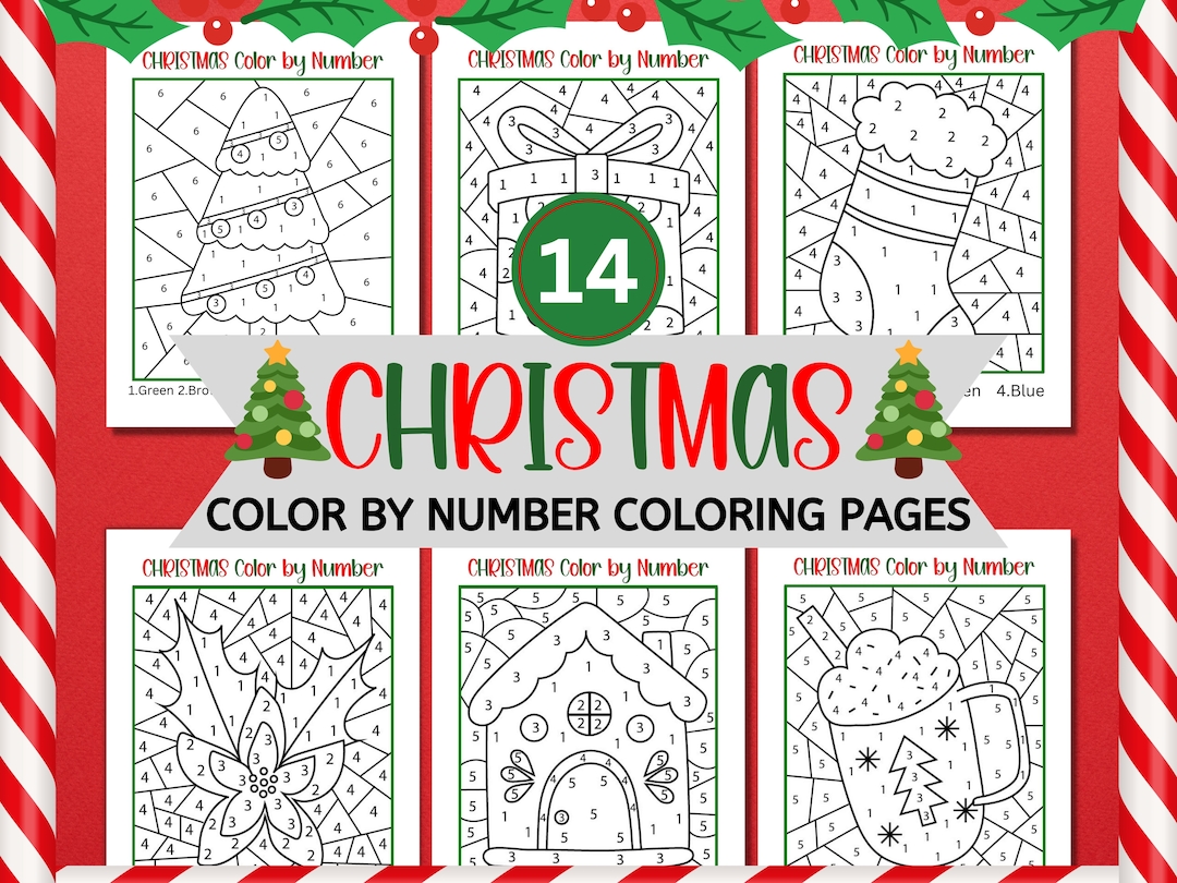 Christmas Color by Number, Kids Christmas Coloring Pages, Christmas ...