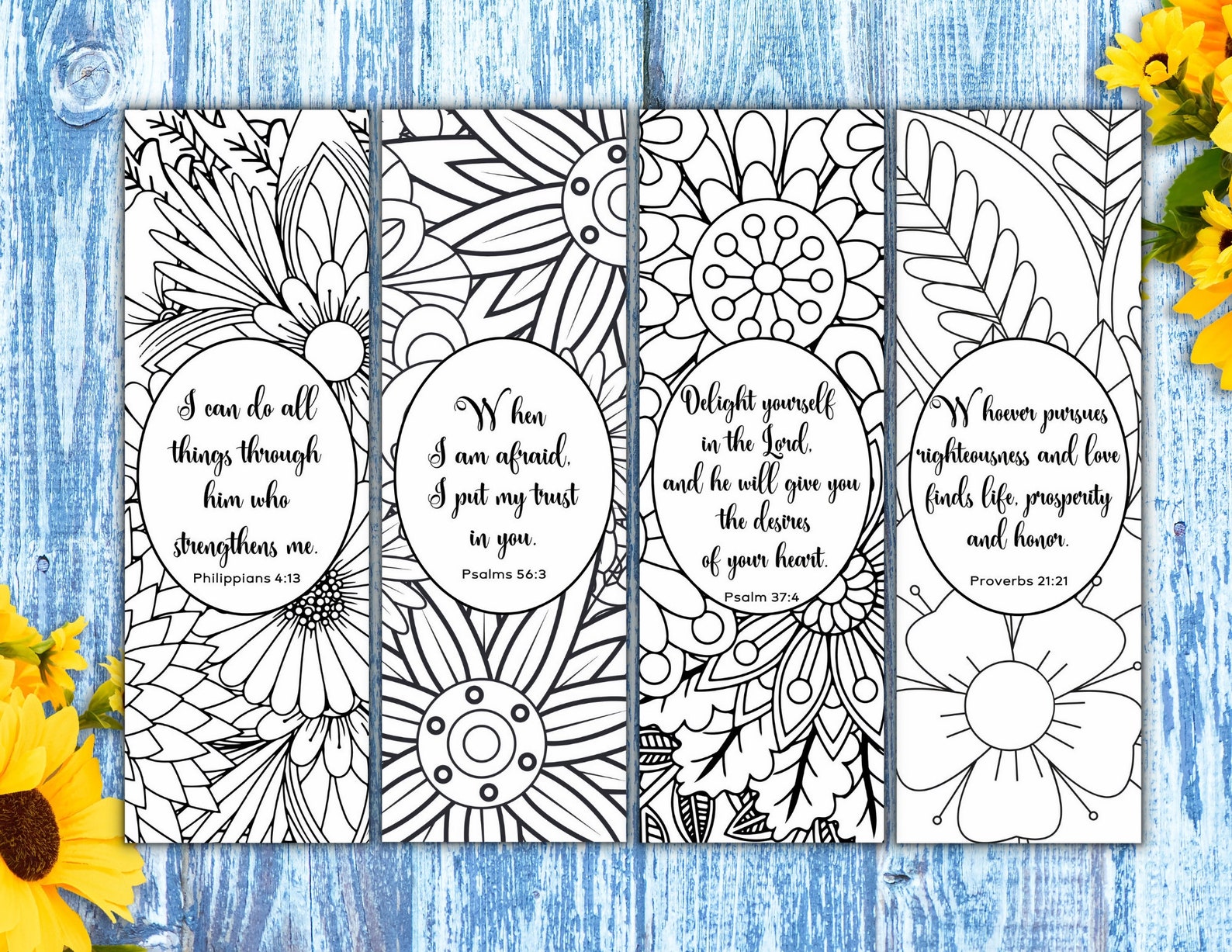 Coloring Bible Verse Bookmarks Set of 4, Printable Coloring Bible ...