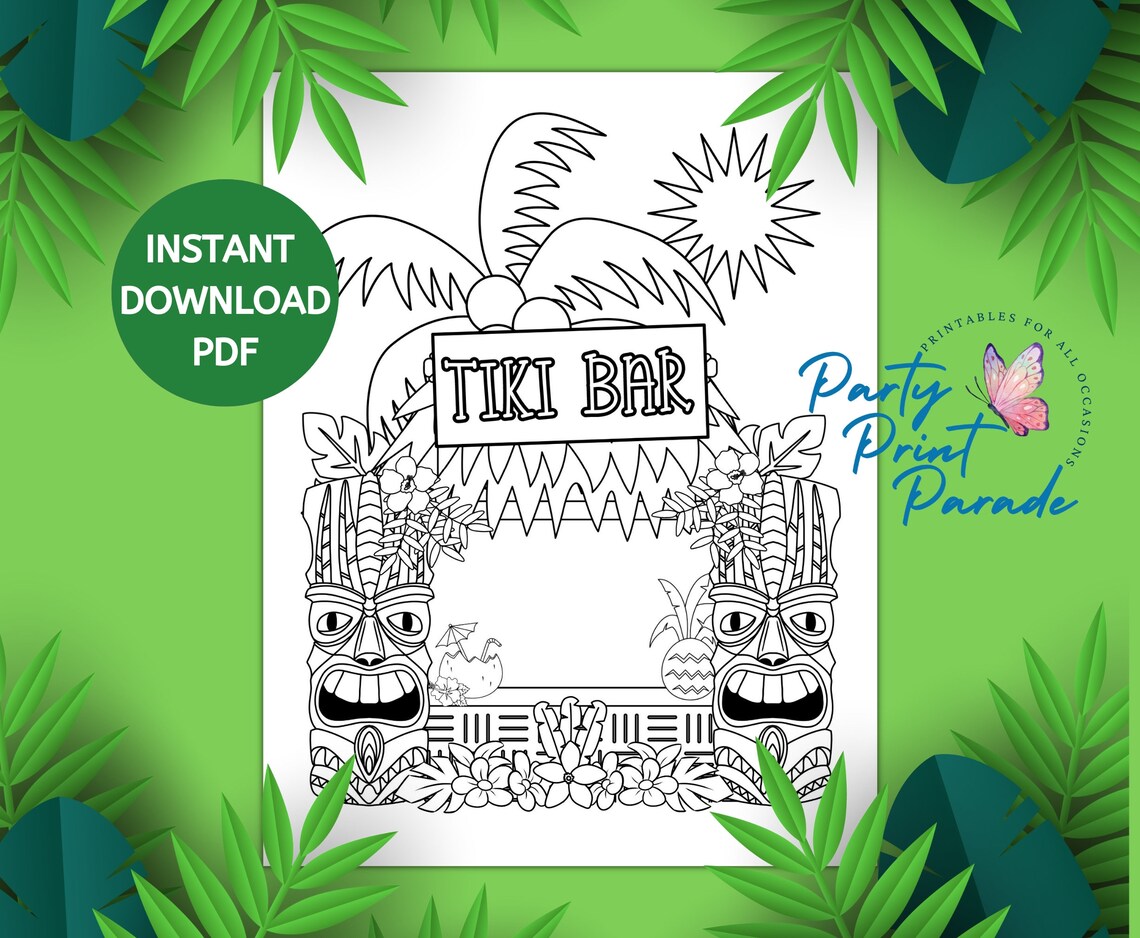 Luau Party Coloring Pages Hawaiian Luau Coloring Pages - Etsy