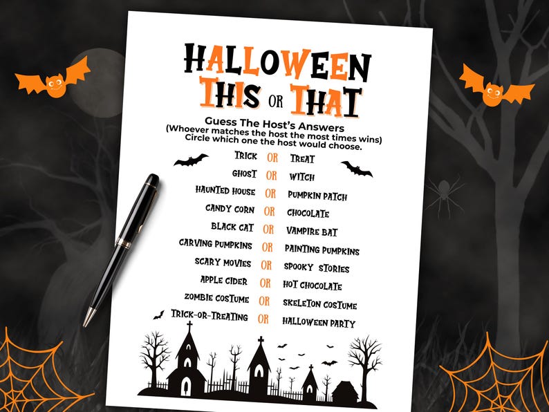 Halloween This or That Game, Printable Halloween Games for Kids ...