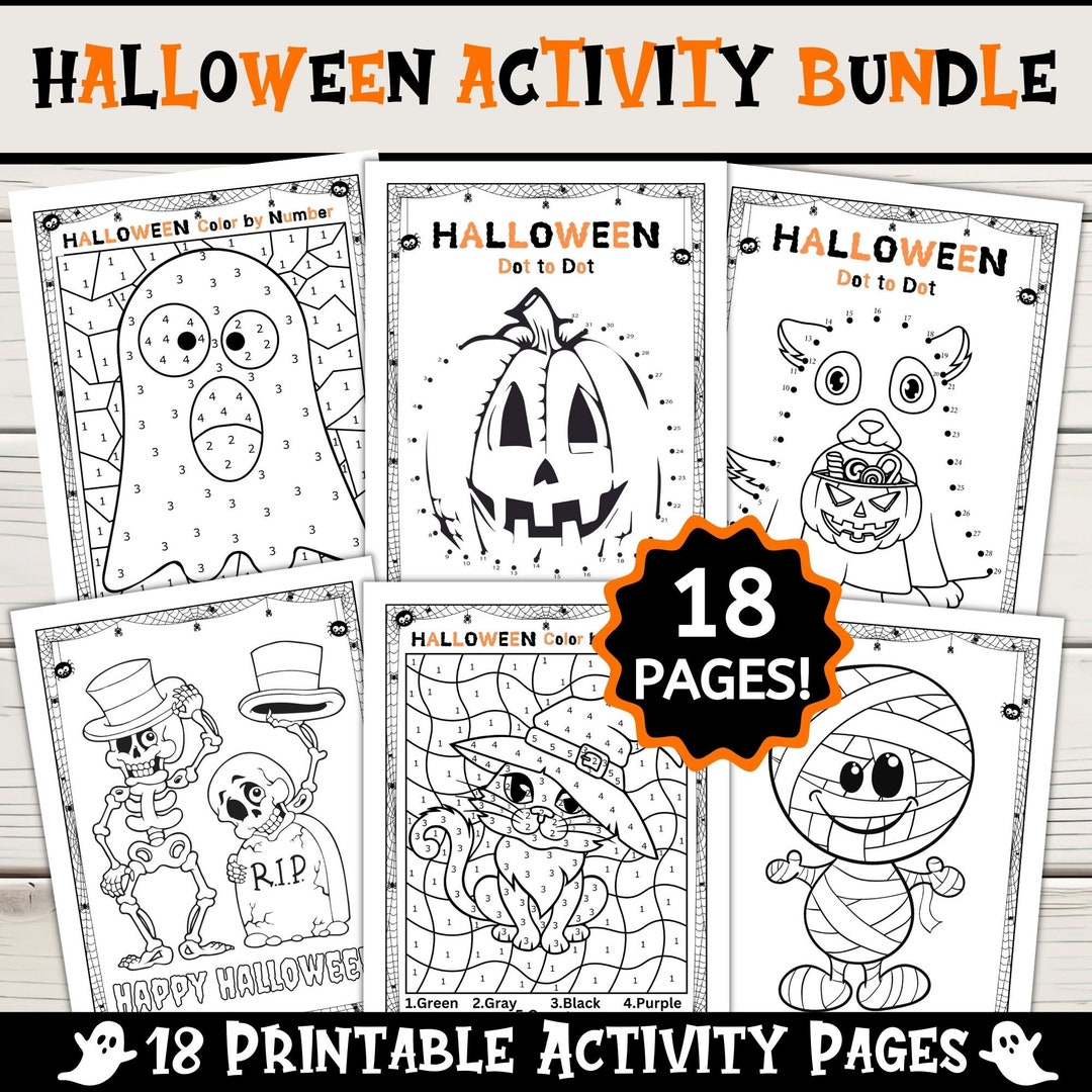 Spooktacular Halloween Activity Bundle Printable, Coloring, Dot-to-dot ...