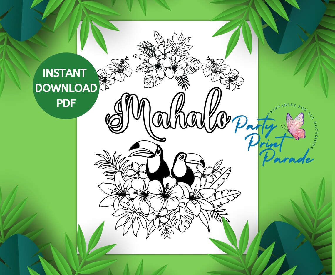 Luau Party Coloring Pages Hawaiian Luau Coloring Pages - Etsy