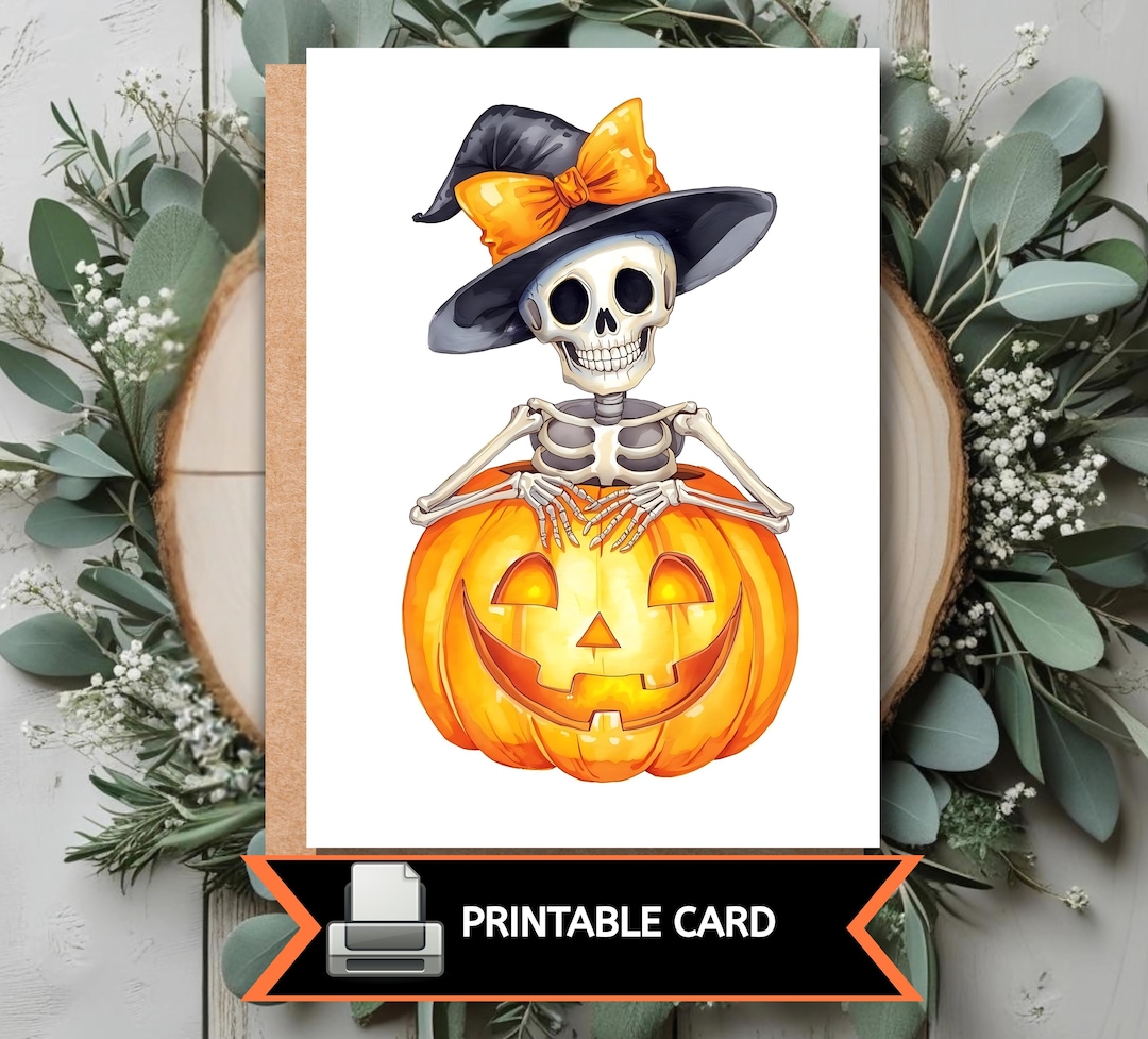 Printable Halloween Card, Happy Halloween Card, Jack-o'-lantern Card ...