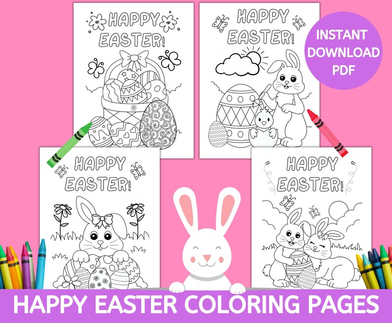 Happy Easter Coloring Pages for Kids, Printable Easter Coloring Pages ...