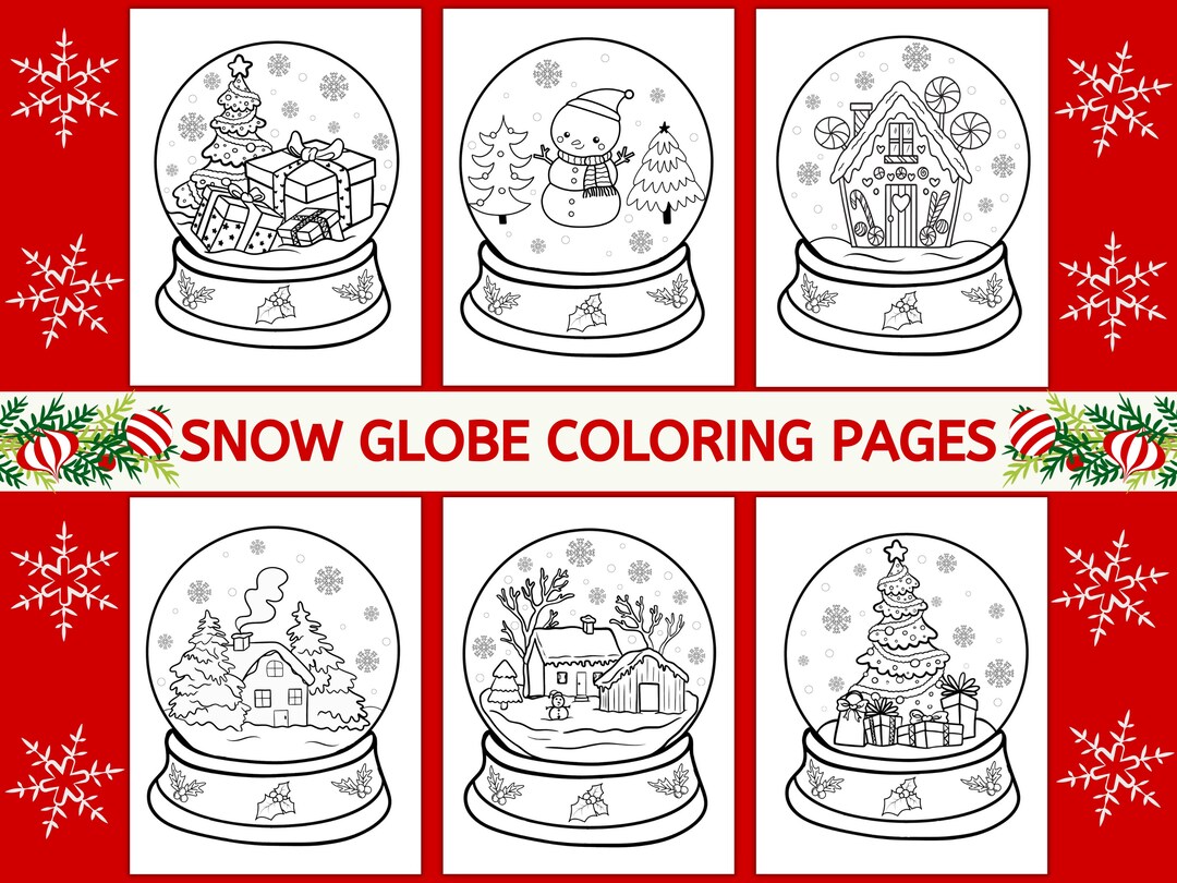 Snow Globe Coloring Pages, Christmas Coloring Pages, Christmas Activity ...