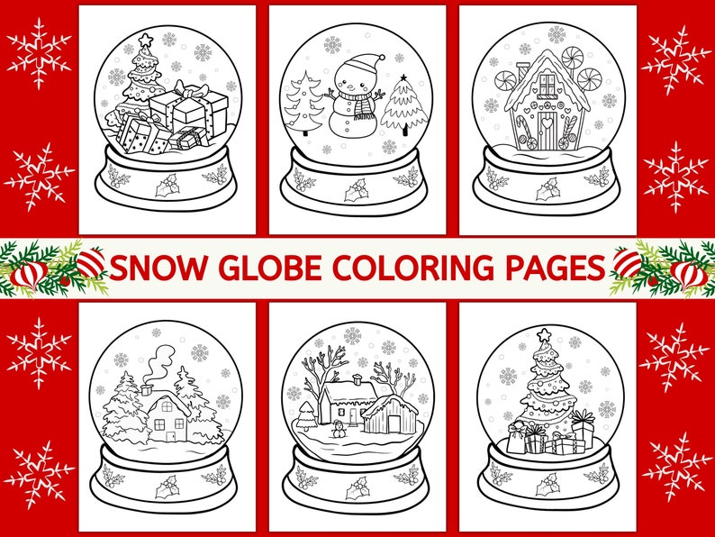 Snow Globe Coloring Pages, Christmas Coloring Pages, Christmas Activity ...