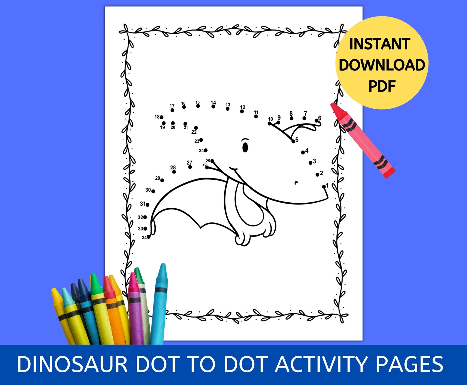 Dinosaur Dot to Dot Activity Pages Kids Dinosaur Coloring - Etsy