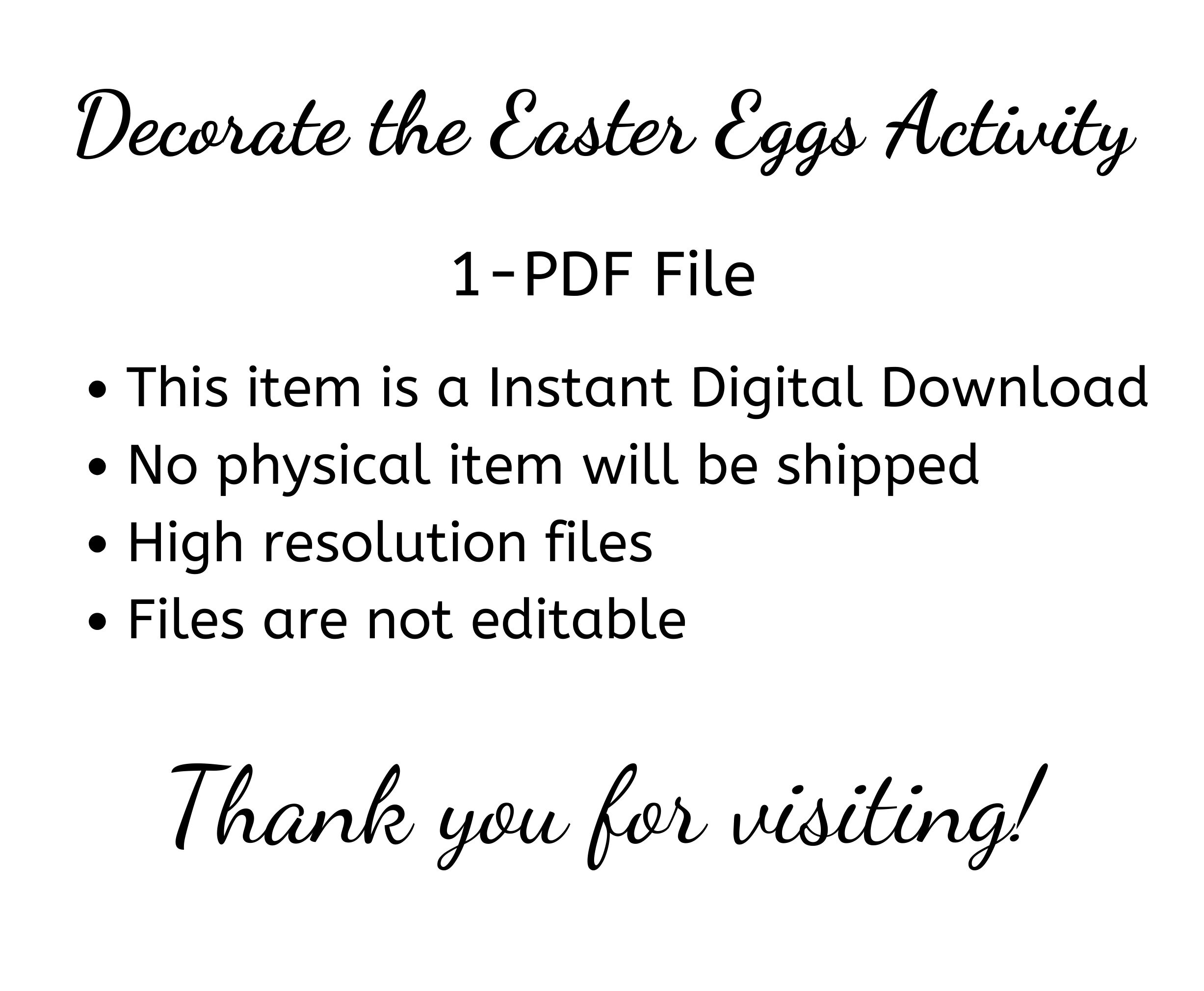 Decorate the Easter Eggs Coloring Activity for Kids, Easter Egg ...