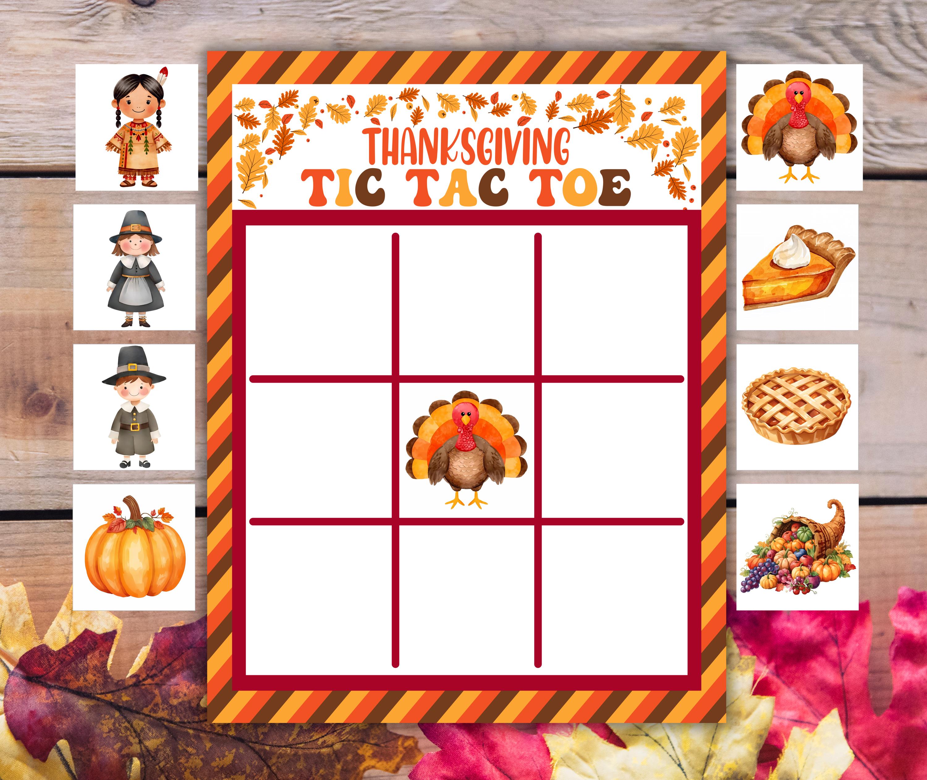 Thanksgiving Tic Tac Toe Game, Printable Thanksgiving Games, Classroom ...