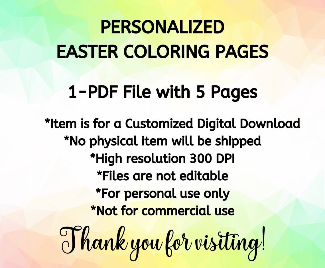 Personalized Easter Coloring Pages, Printable Easter Coloring Pages ...