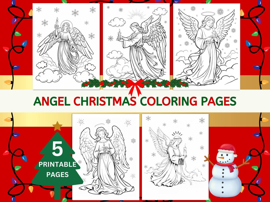 Christmas Angel Coloring Pages, Christmas Activity, Printable Christmas ...