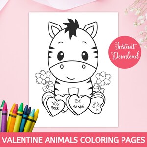 Valentine Animals Coloring Pages, Printable Valentine Coloring Pages ...