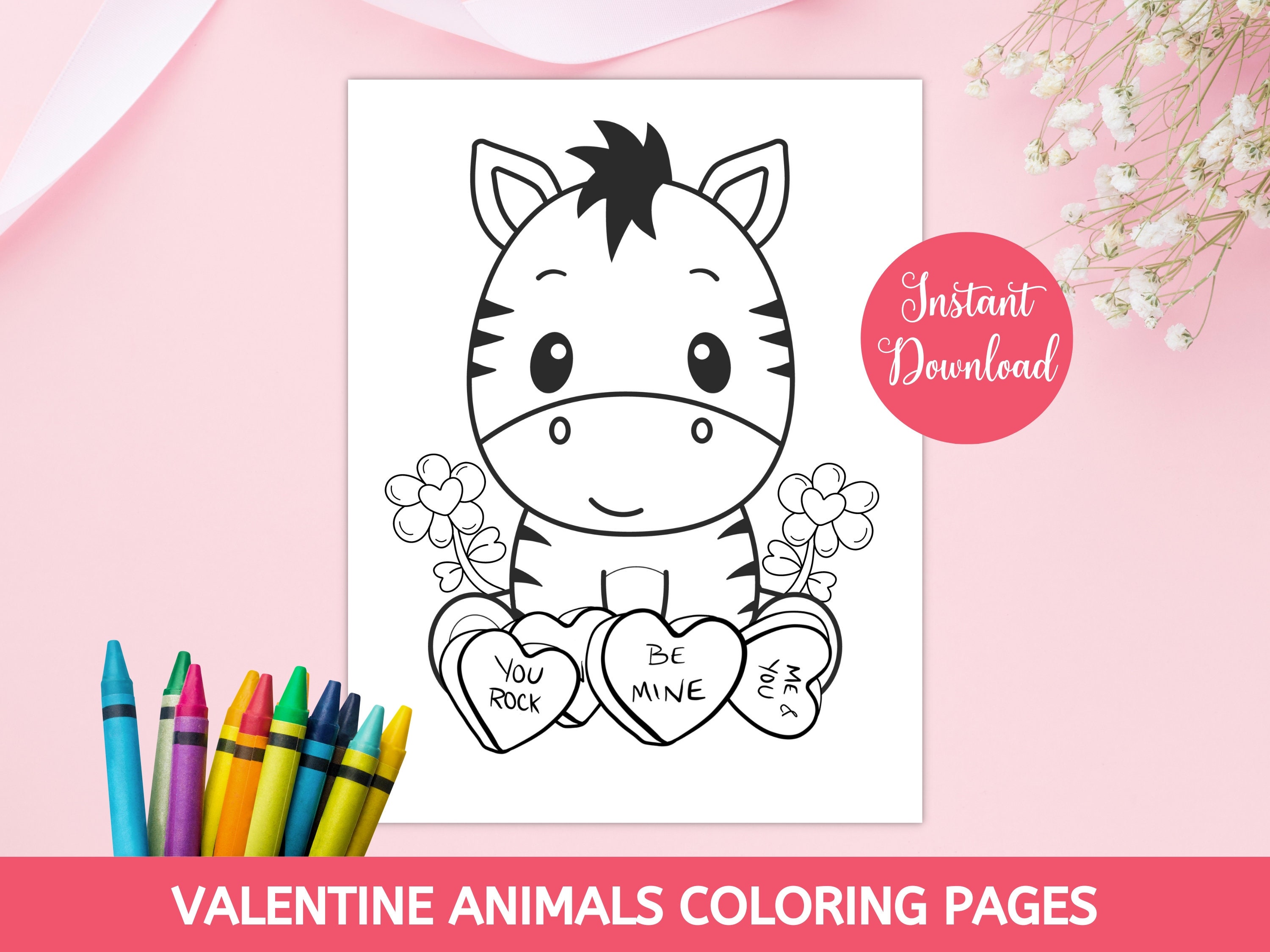 Valentine Animals Coloring Pages, Printable Valentine Coloring Pages ...