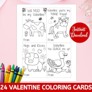Valentine Coloring Cards, Printable Valentine's Day Coloring Cards ...