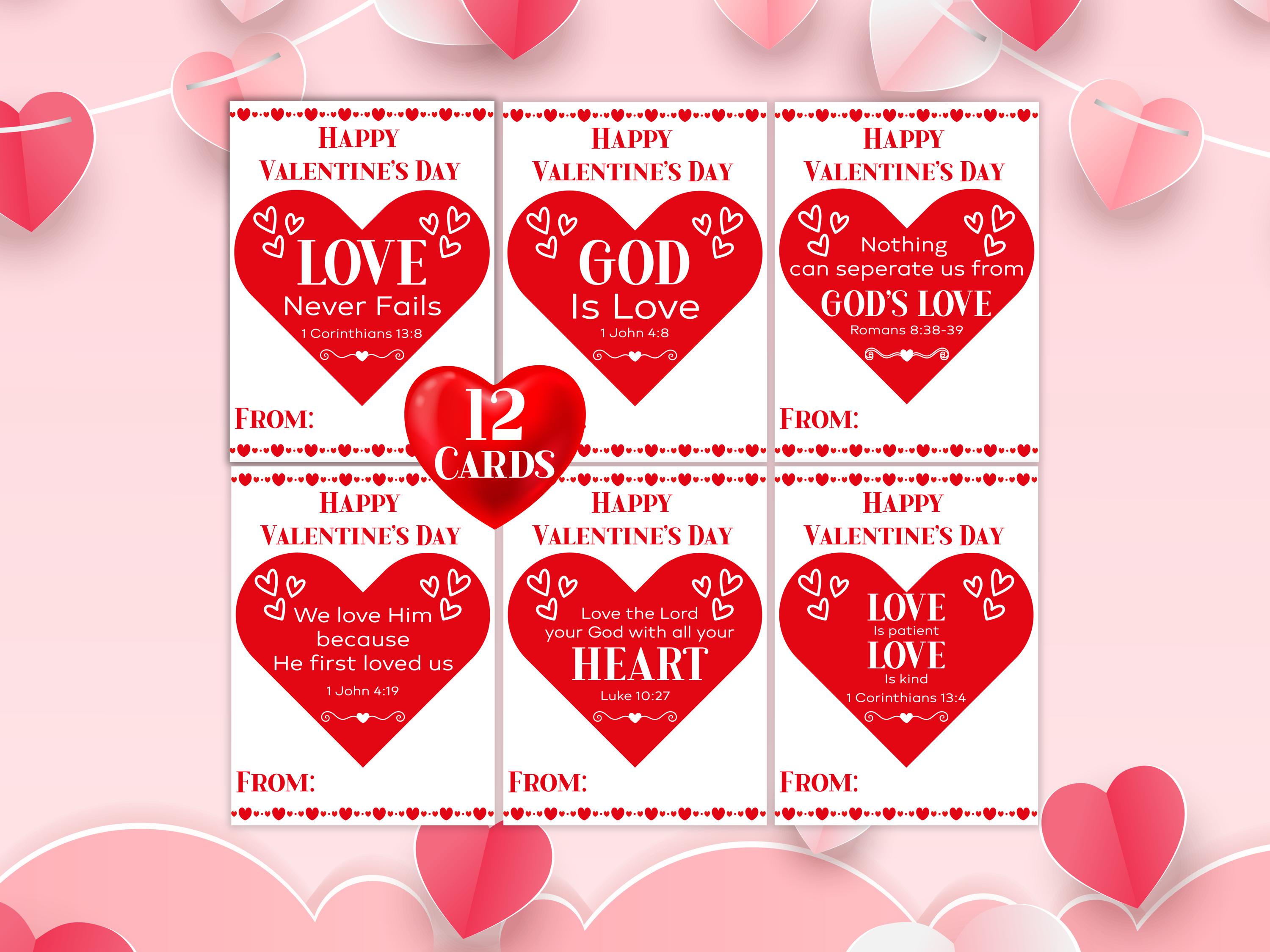 Kids Bible Verse Valentine Cards, Christian Valentine Cards, Sunday ...