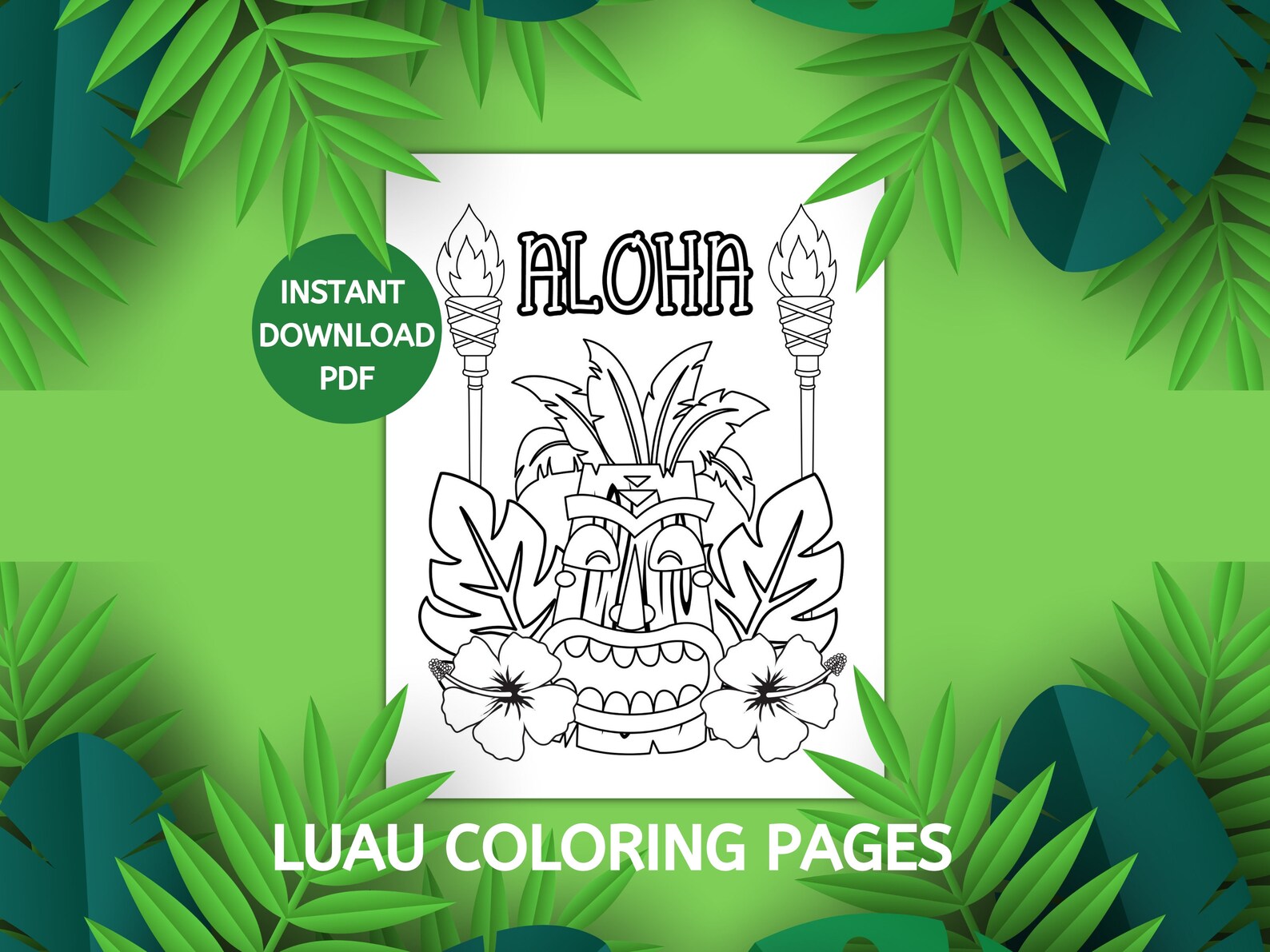 Luau Coloring Pages, Hawaiian Party Activity (PDF) - Etsy
