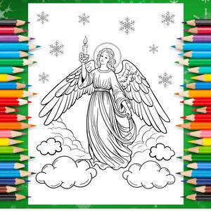 Christmas Angel Coloring Pages, Christmas Activity, Printable Christmas ...