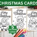 Christmas Coloring Cards, 5 Printable Holiday Cards, Kids Coloring ...