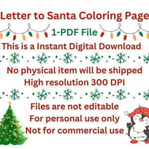 Letter to Santa Coloring Page, Christmas Activity, Kids Christmas Wish ...
